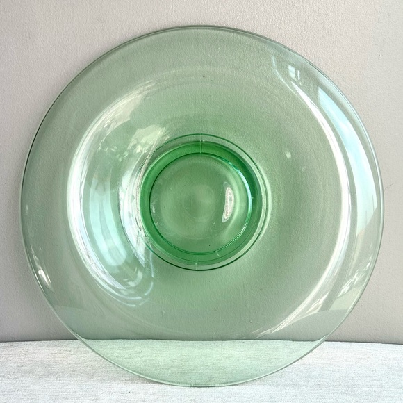 Accents | Large Shallow Green Glass Bowl Antique Vintage | Poshmark